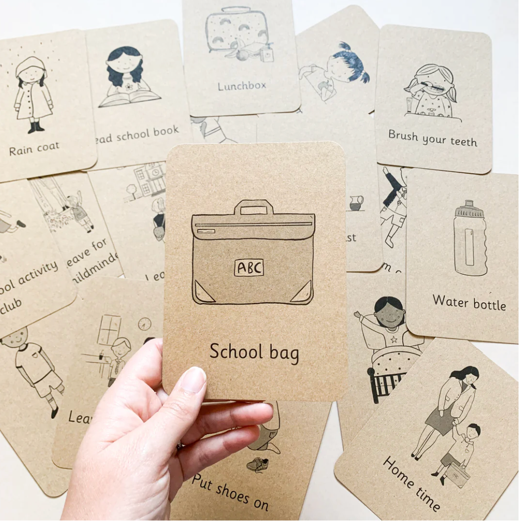 SCHOOL DAILY ROUTINE FLASHCARDS + STAND – Byron and Medina